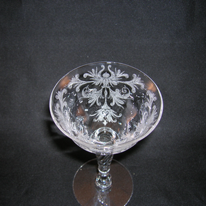 Tiffin Byzantine Pattern Etched Stem - Old Time Glass