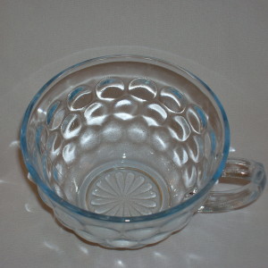 Anchor Hocking Blue Bubble Cup and Saucer - Old Time Glass