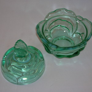 Fenton Butterfly on Rose Candy Dish - Old Time Glass